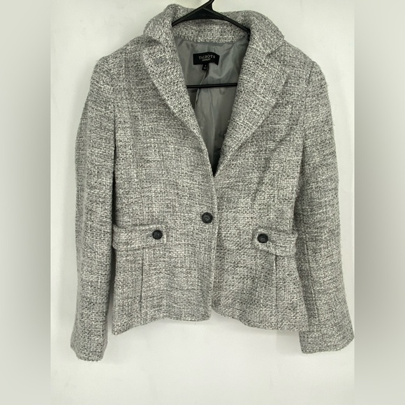 Talbots | Jackets & Coats | Talbots Silver Tweed Woven Blazer Jacket ...